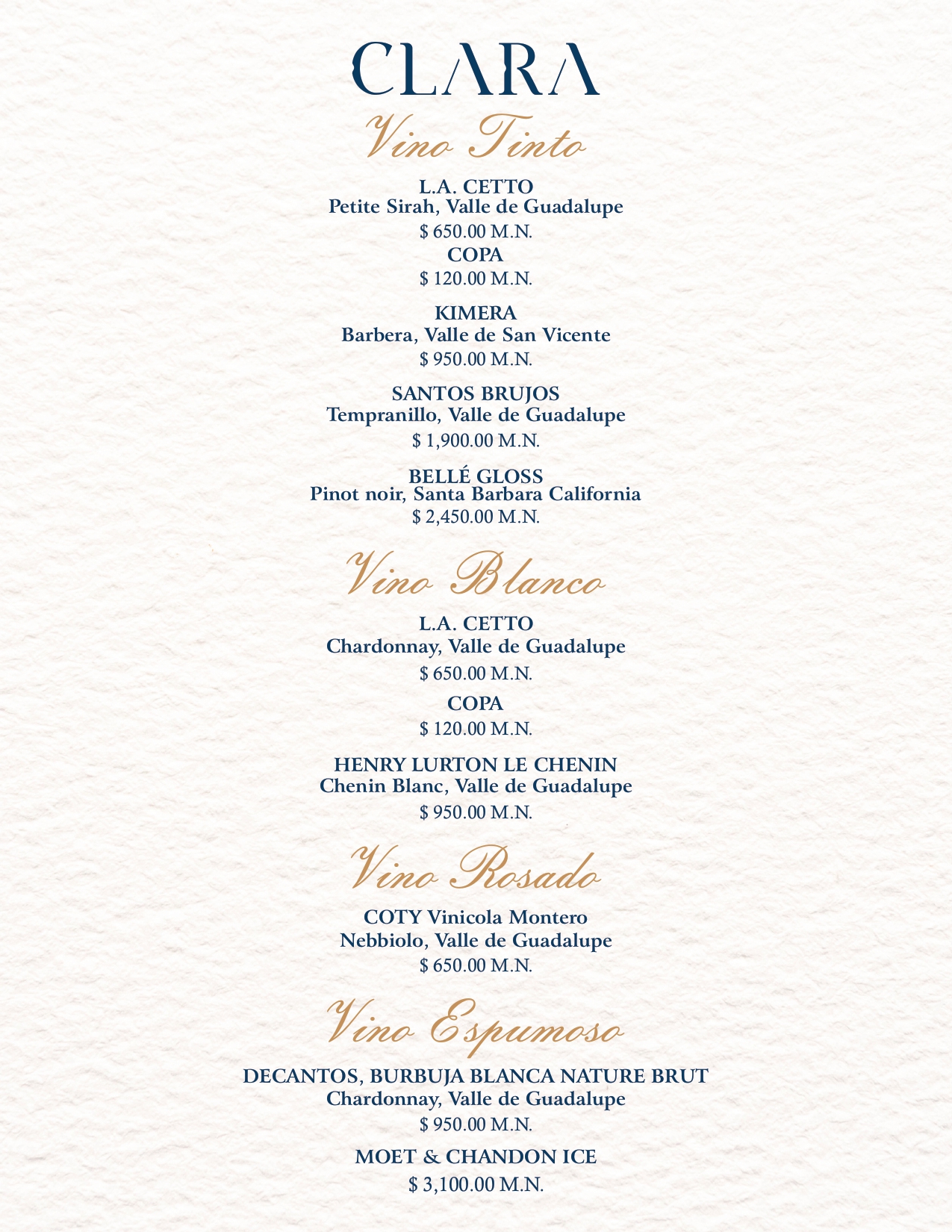 CLARA Restaurante | Menú